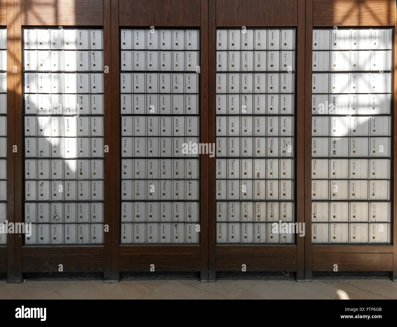 Post office boxes in the James A. Farley Post Office in New York on ...