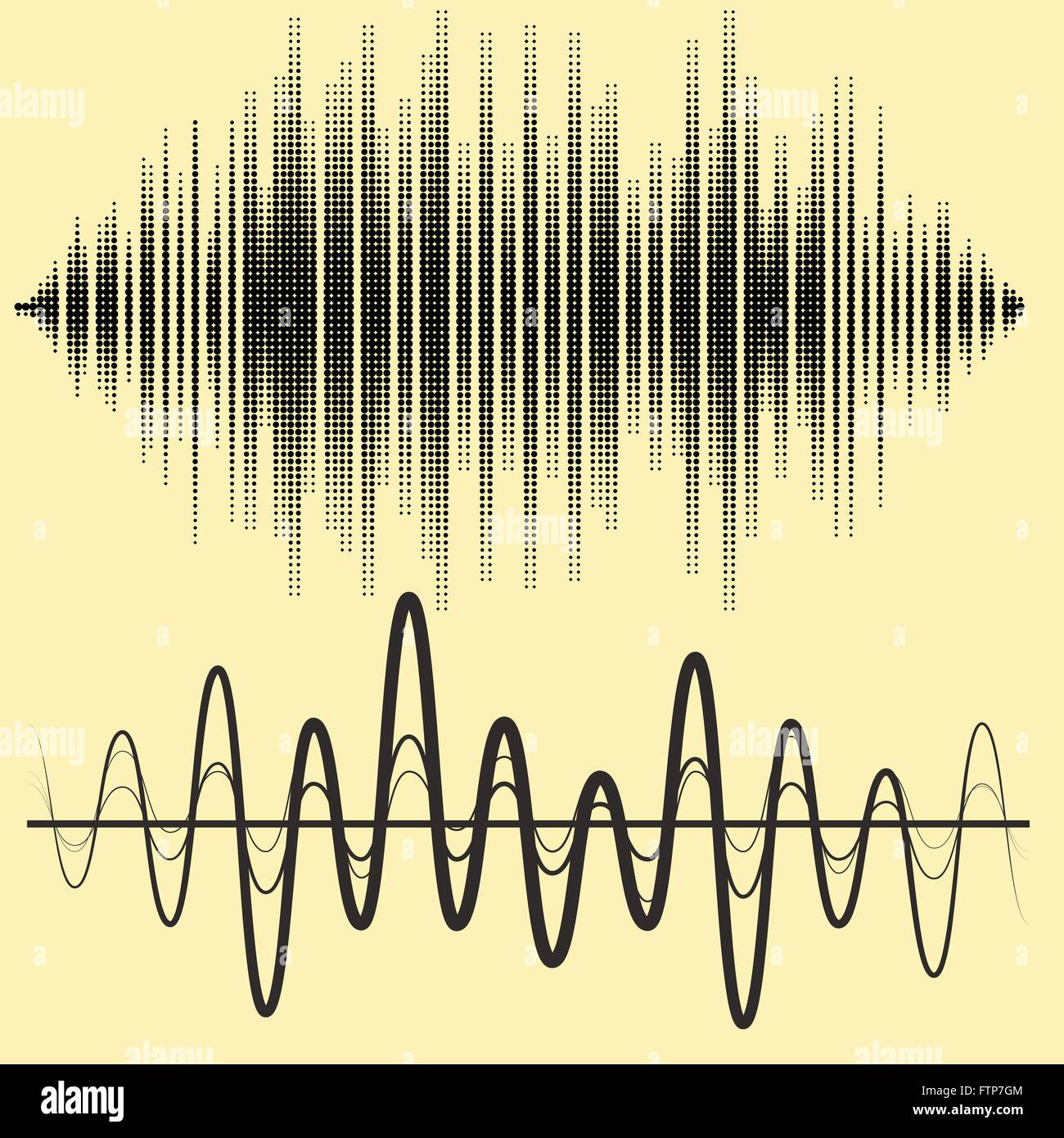 Vector sound waves set. Audio equalizer technology, pulse musical ...