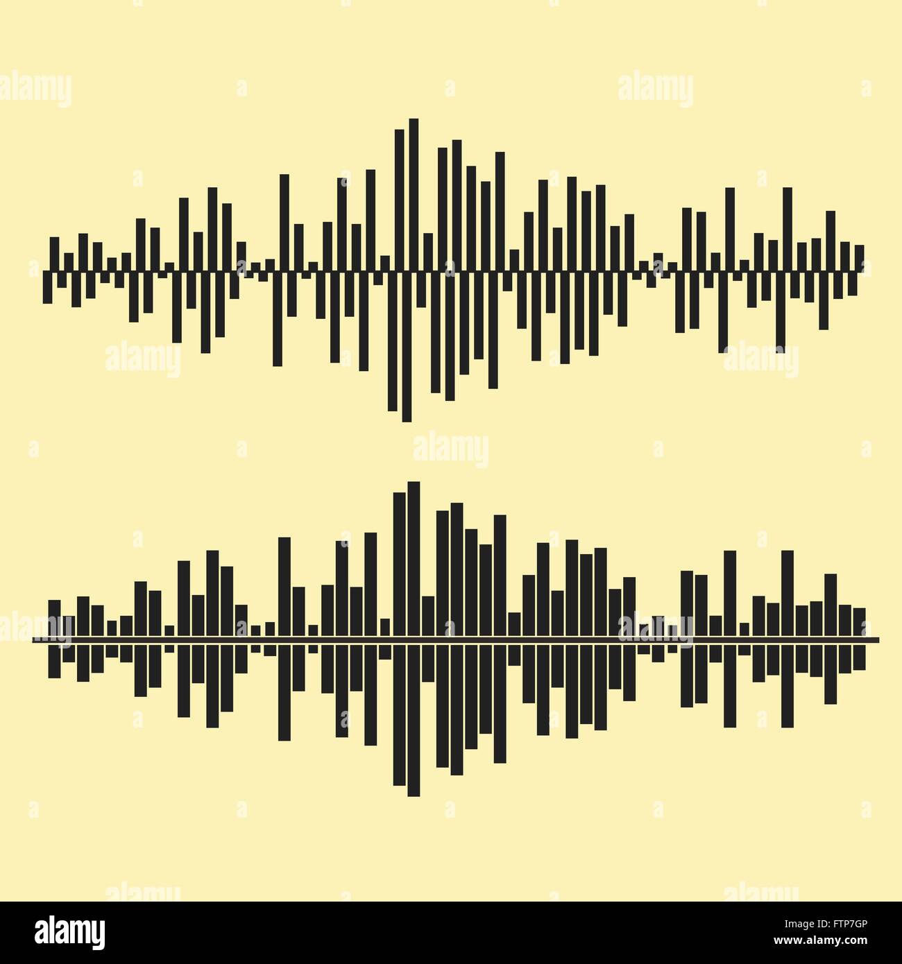 Vector sound waves set. Audio equalizer technology, pulse musical ...