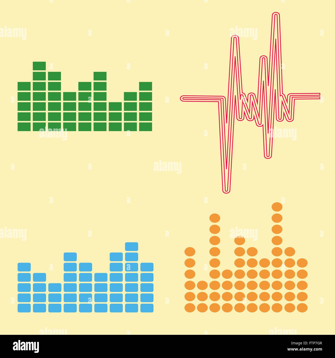 Vector sound waves set. Audio equalizer technology, pulse musical. Vector illustration of music ...