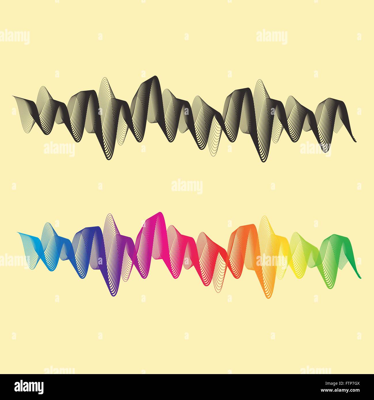 Vector sound waves set. Audio equalizer technology, pulse musical ...