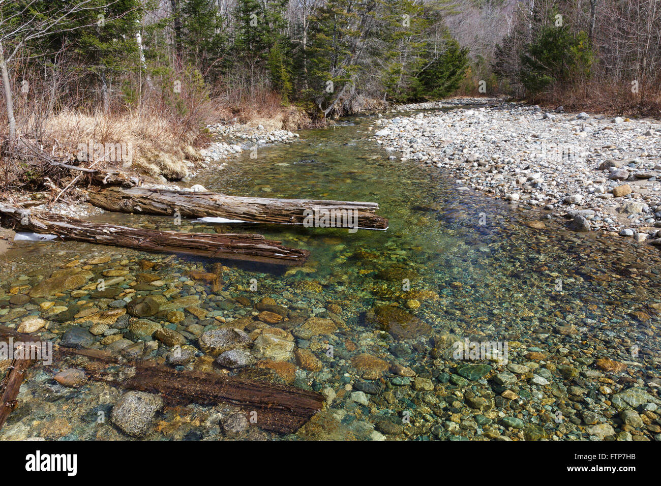Remnants of dam along the Wild Ammonoosuc River in the abandoned ...