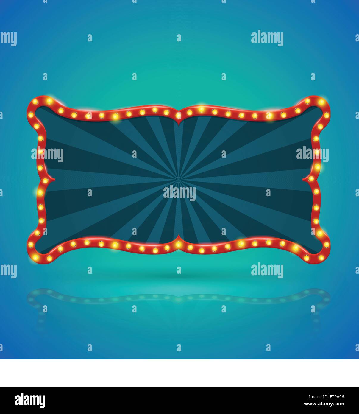 retro light banner with light bulbs on the contour. Vector illustration ...