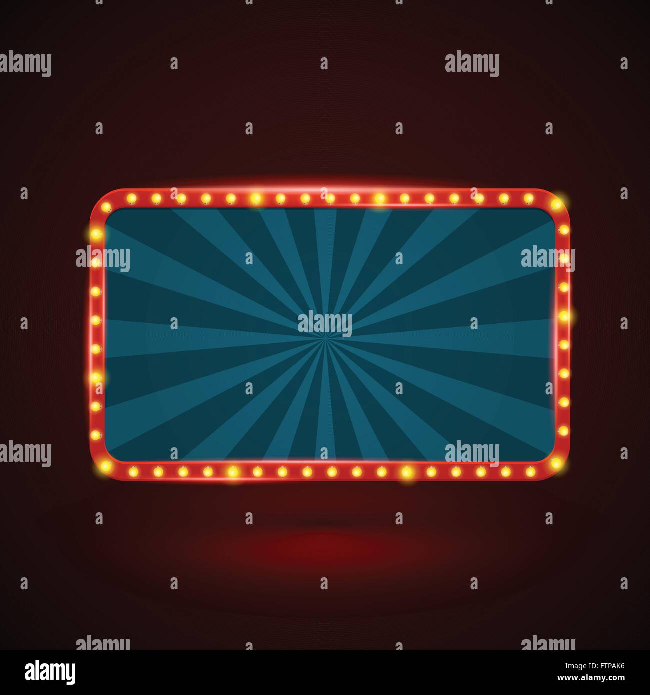 retro light banner with light bulbs on the contour. Vector illustration ...