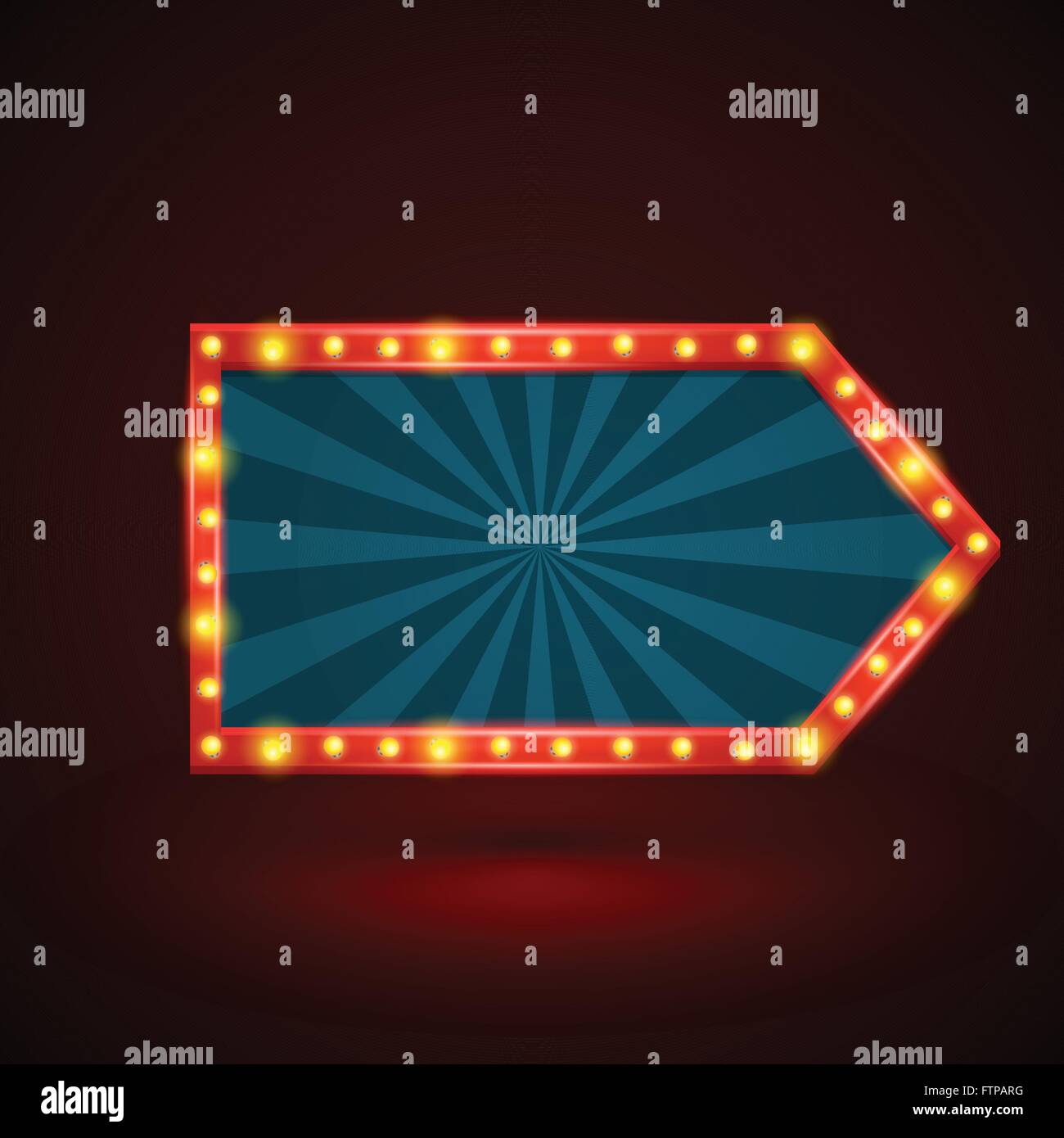 retro light banner with light bulbs on the contour. Vector illustration ...