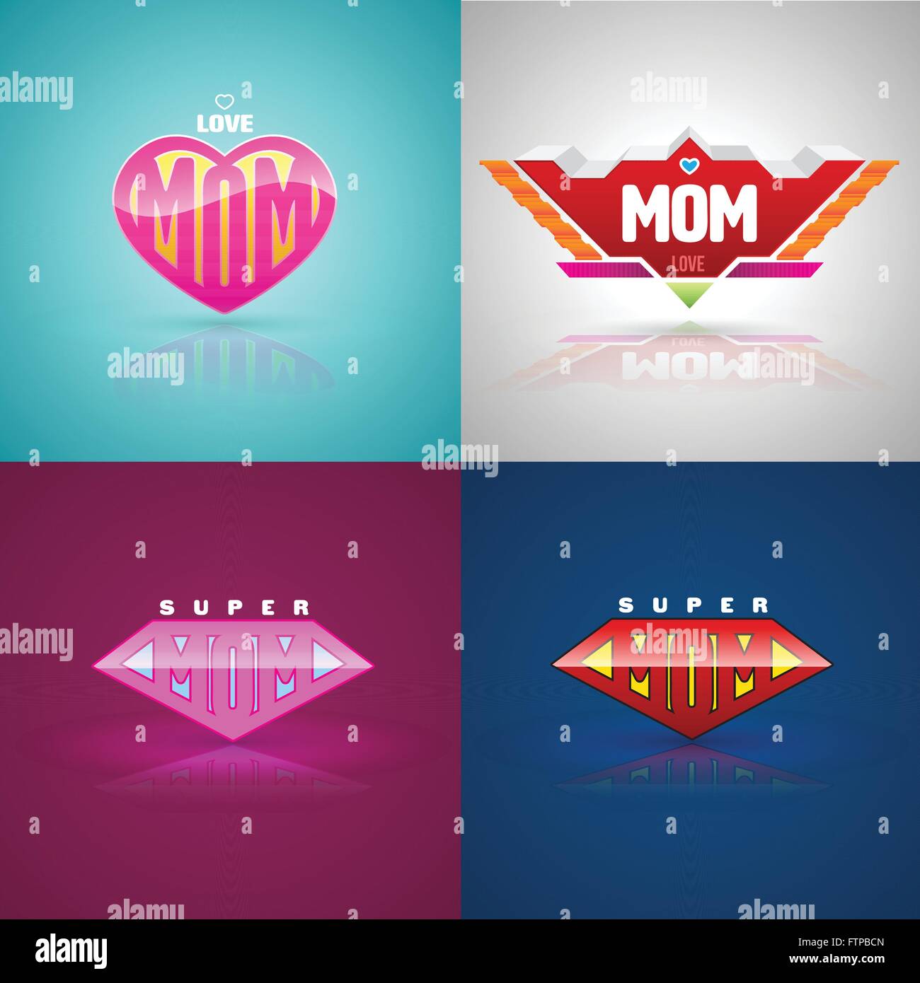 Funny super mom logo set. vector illustration. Can use for mother day ...