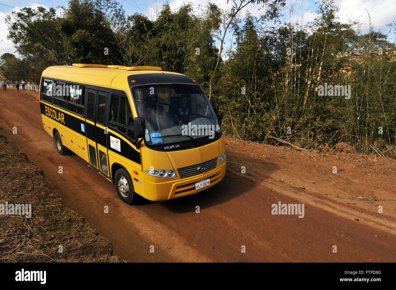 Micro school bus traveling in rural New Resende - South of Minas Gerais ...
