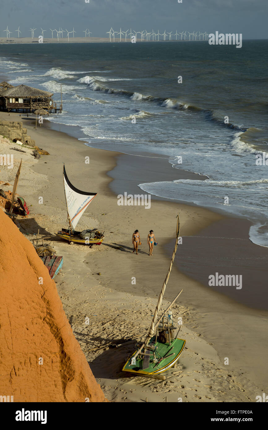 Top view of Canoa Quebrada Beach - Park Eolico Aracaty Incidental Stock ...