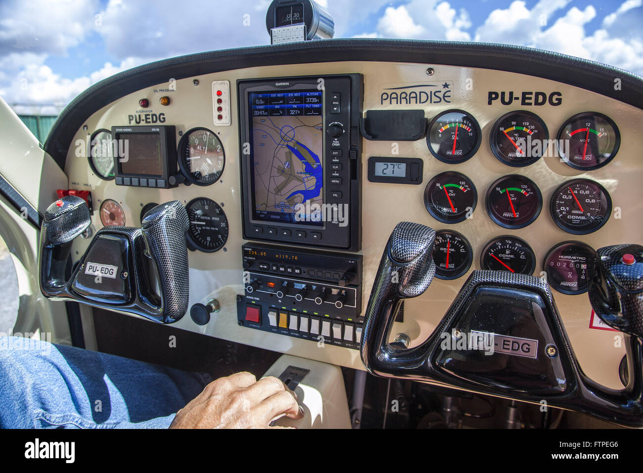 Pilot checking panel before takeoff Stock Photo - Alamy