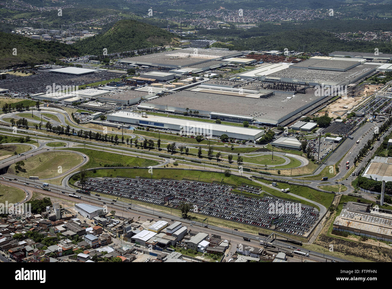 Aerial view of the test track and patio parking manufactures of FIAT ...