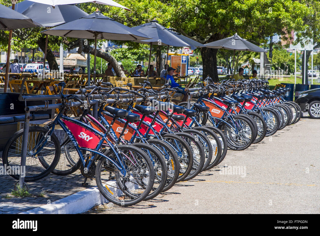 Bike rack on the bike path and promenade on Avenida Beira Mar Norte ...