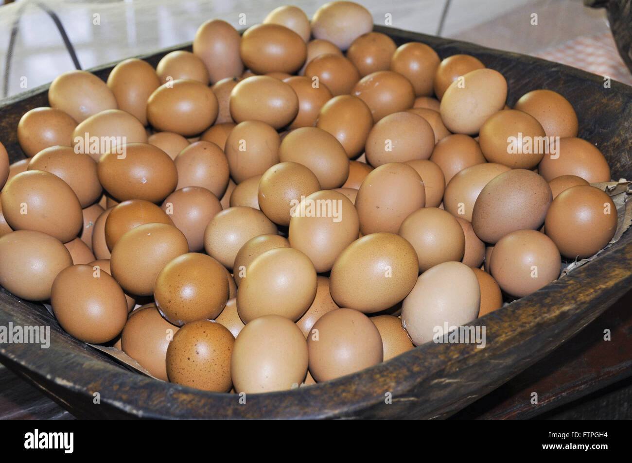 Trough with redneck eggs in Sousas district Stock Photo - Alamy