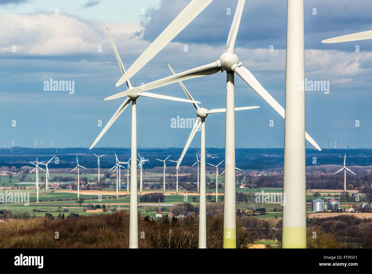Wind park, wind power plant, turbines near Ense, Germany Stock Photo ...