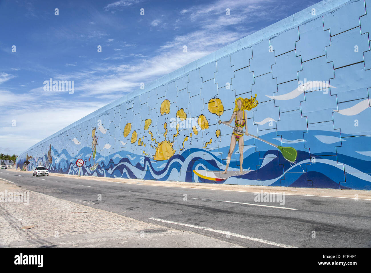 Painted graffiti on wall at the beach entrance of the French - great ...