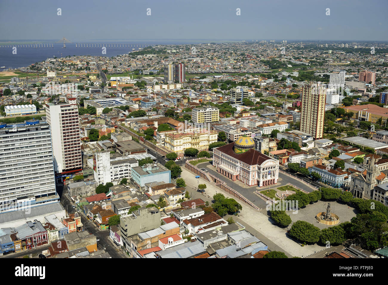Aerial view of the Amazon Theater - built in 1896 during the rubber ...