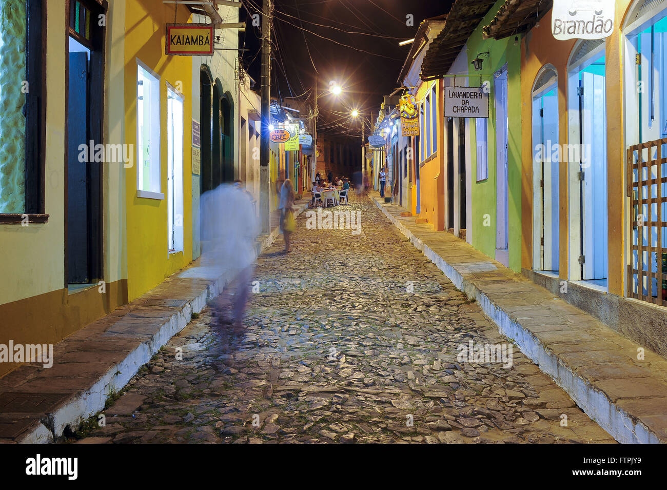 Night view of the houses in the town of Lencois Chapada Diamantina ...