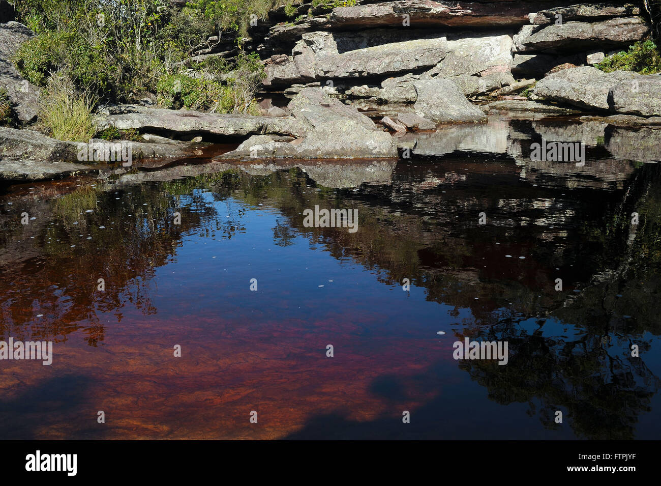 Landscape with water on the trail to Waterfall in Chapada Diamantina ...
