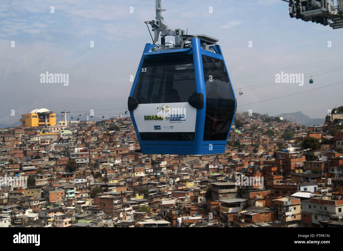 Cable car in the Complexo do Alemao slum - set of 13 slums in the north ...