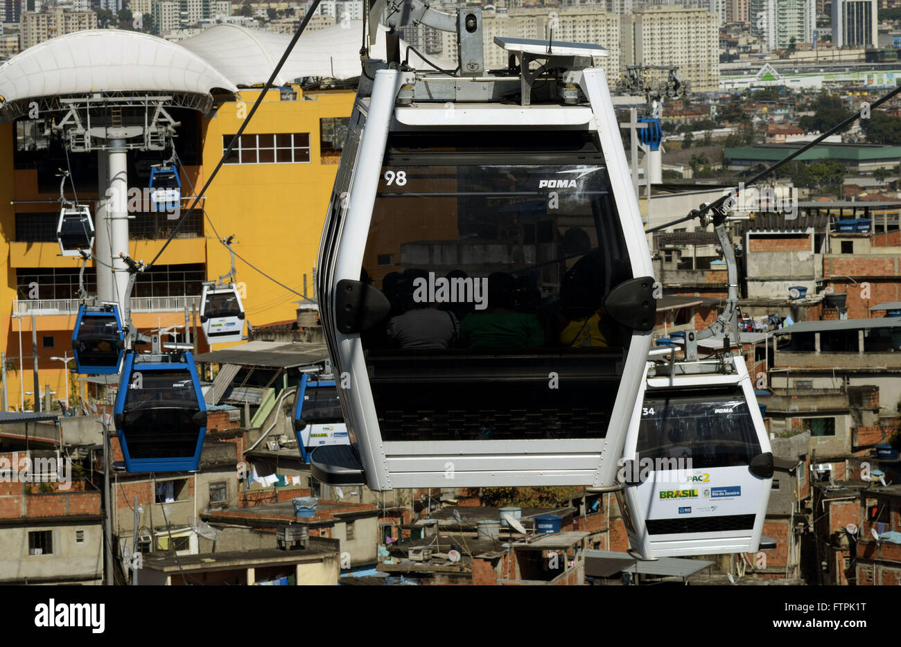 Cable car in the Complexo do Alemao slum - set of 13 slums in the north ...