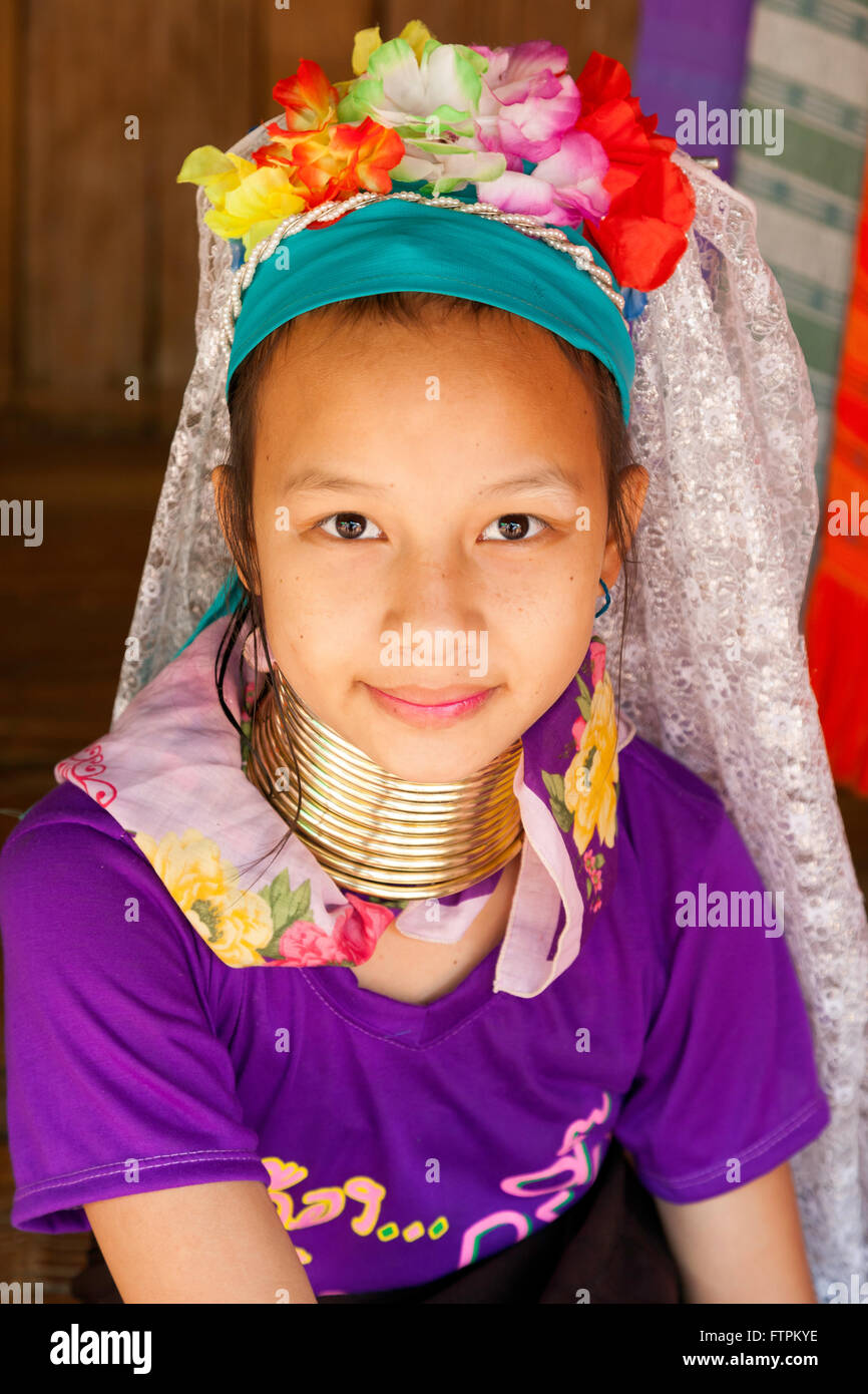 Beautiful young woman at the Longneck people and Hill Tribe of Northern ...