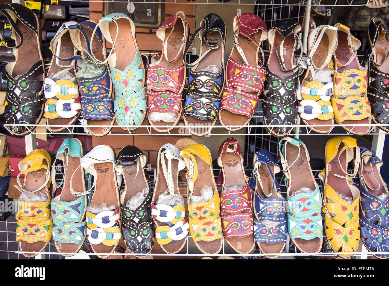 Leather sandals for sale at the fair in Caruaru Stock Photo - Alamy