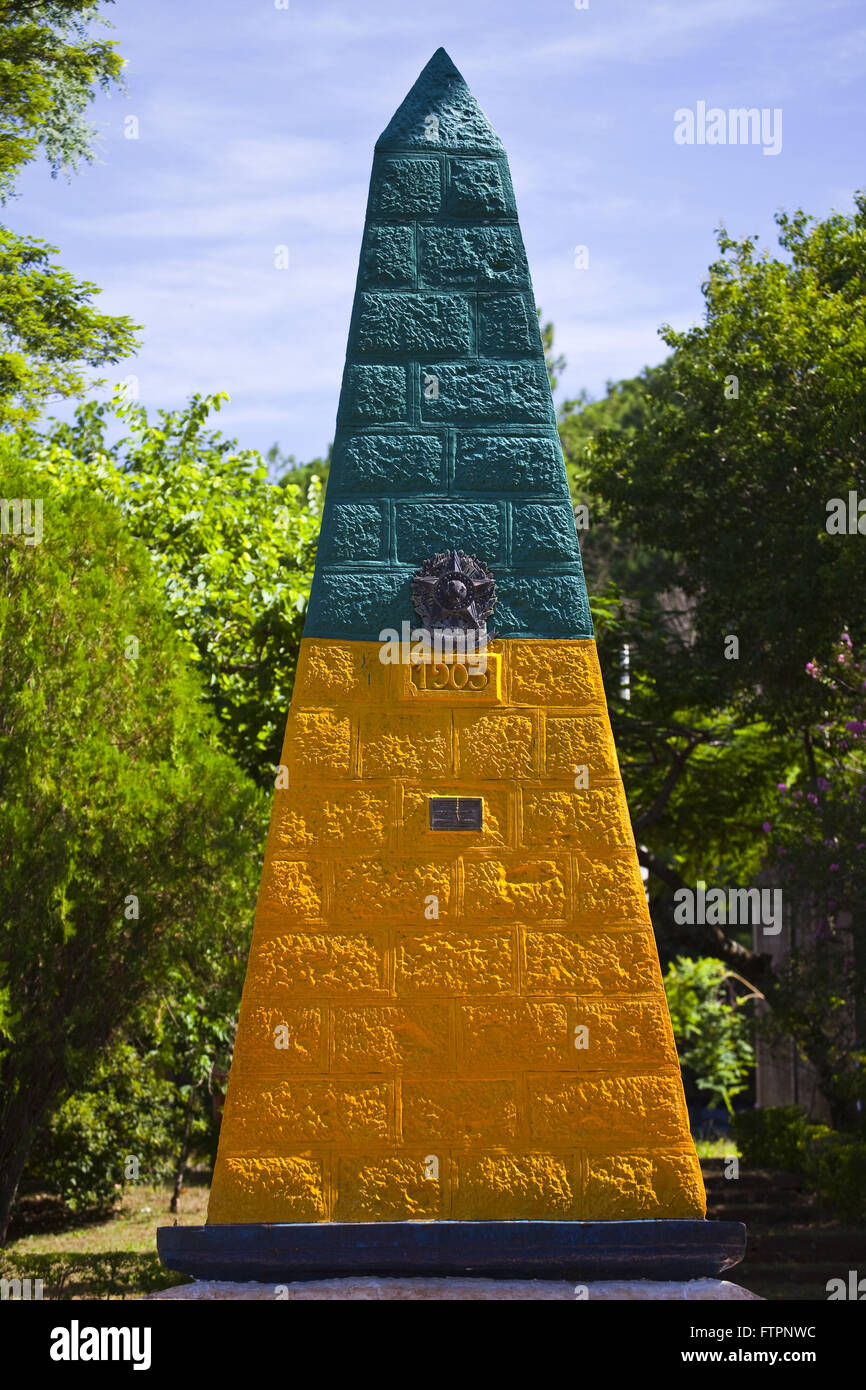 Three Borders Landmark located at the mouth of the Rio Iguacu - obelisk ...