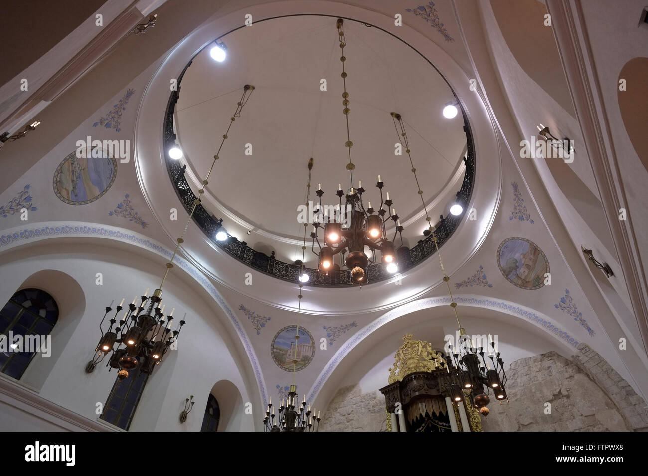 Inner dome ceiling of the reconstructed Hurva synagogue also known as ...