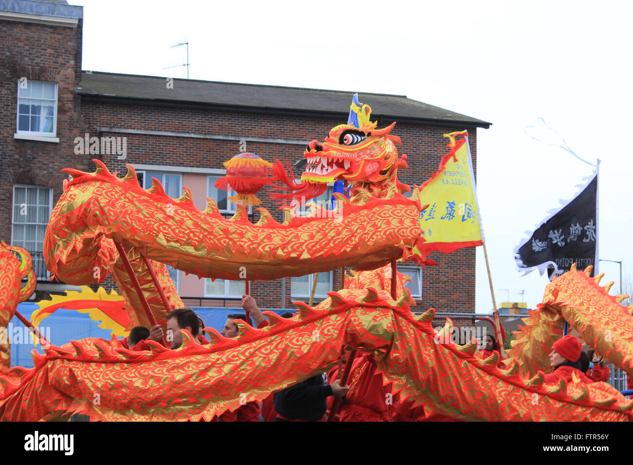 Chinese New Year in Liverpool showing the dragon during the parade ...