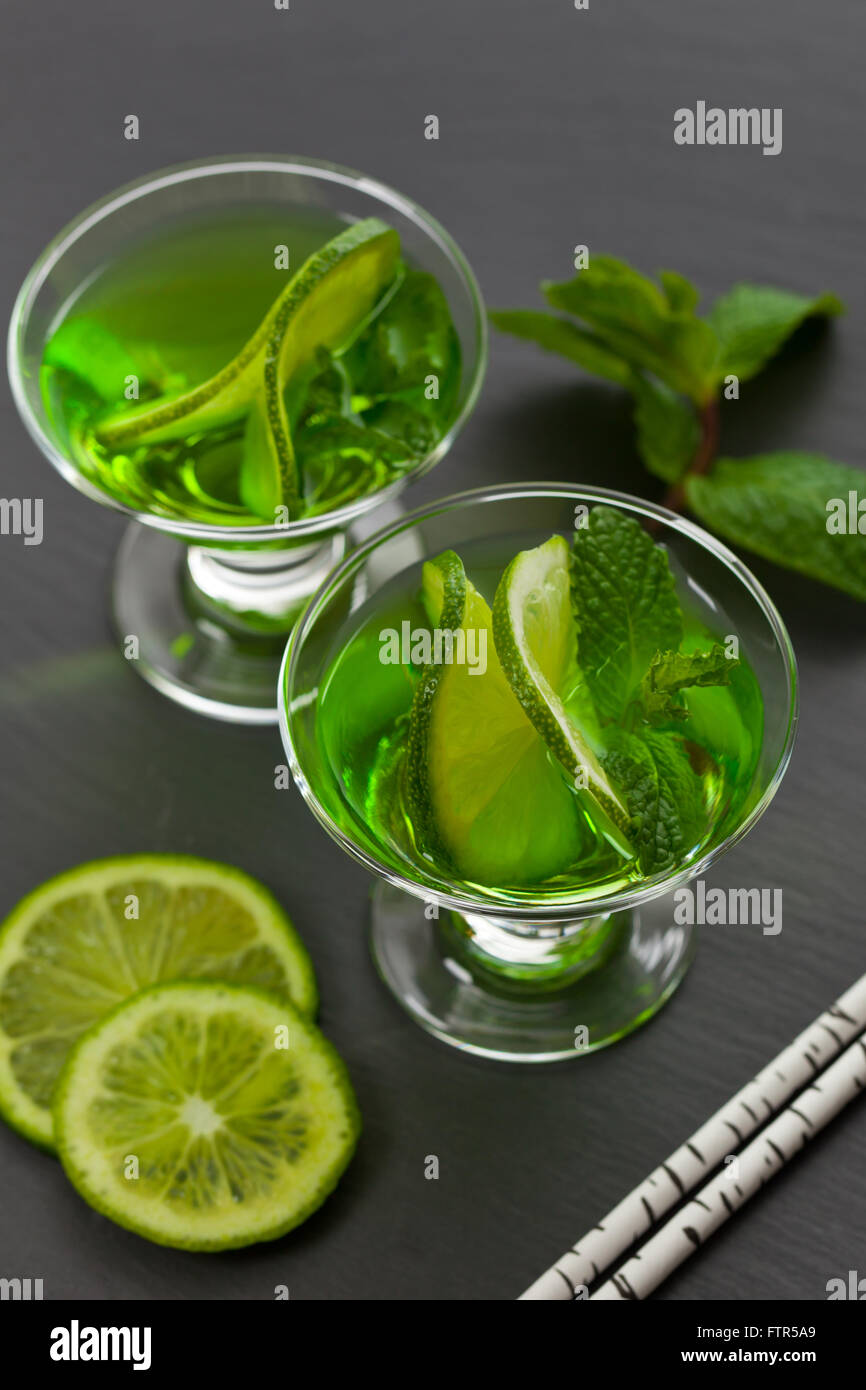 Lime and Mint, Green Vodka Drink Stock Photo - Alamy