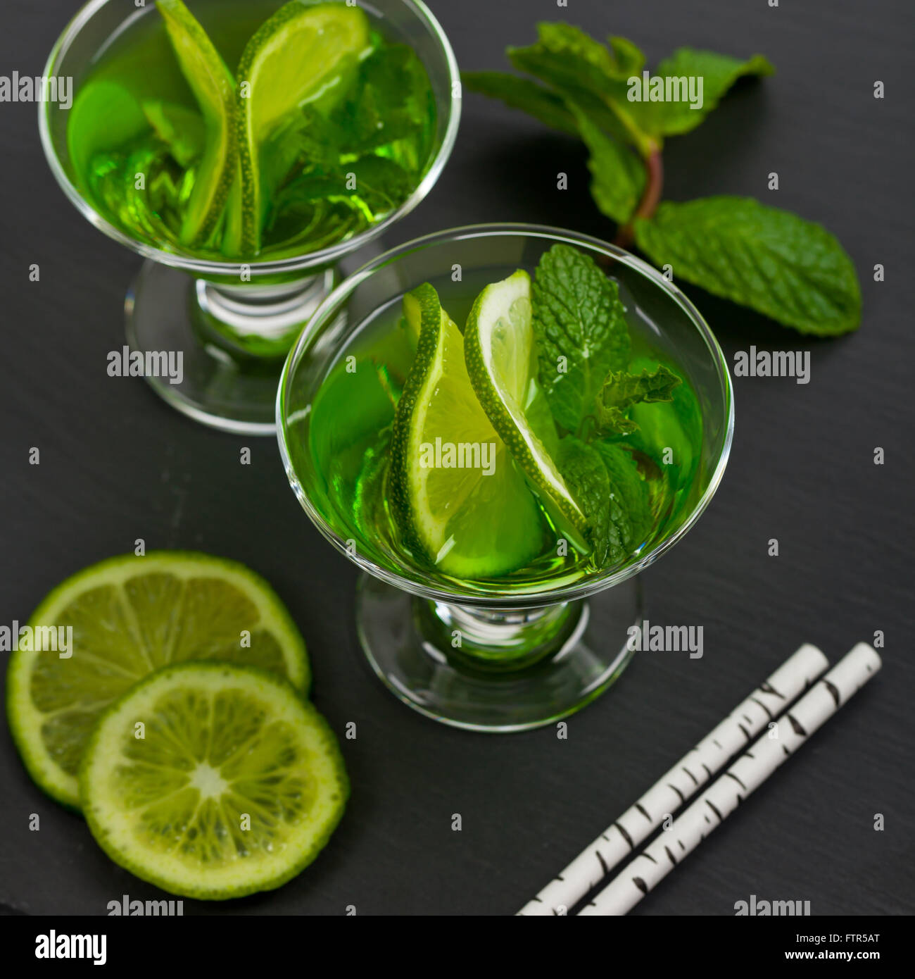 Lime and Mint, Green Vodka Drink Stock Photo - Alamy