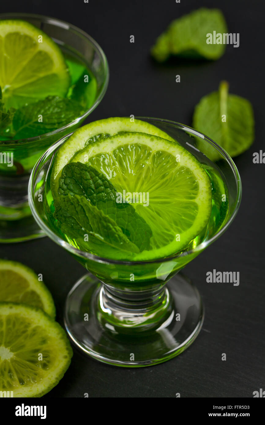 Lime and Mint, Green Vodka Drink Stock Photo - Alamy