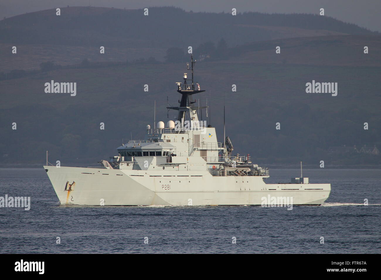 HMS Tyne (P281), heads out for patrol during the arrival stages of ...