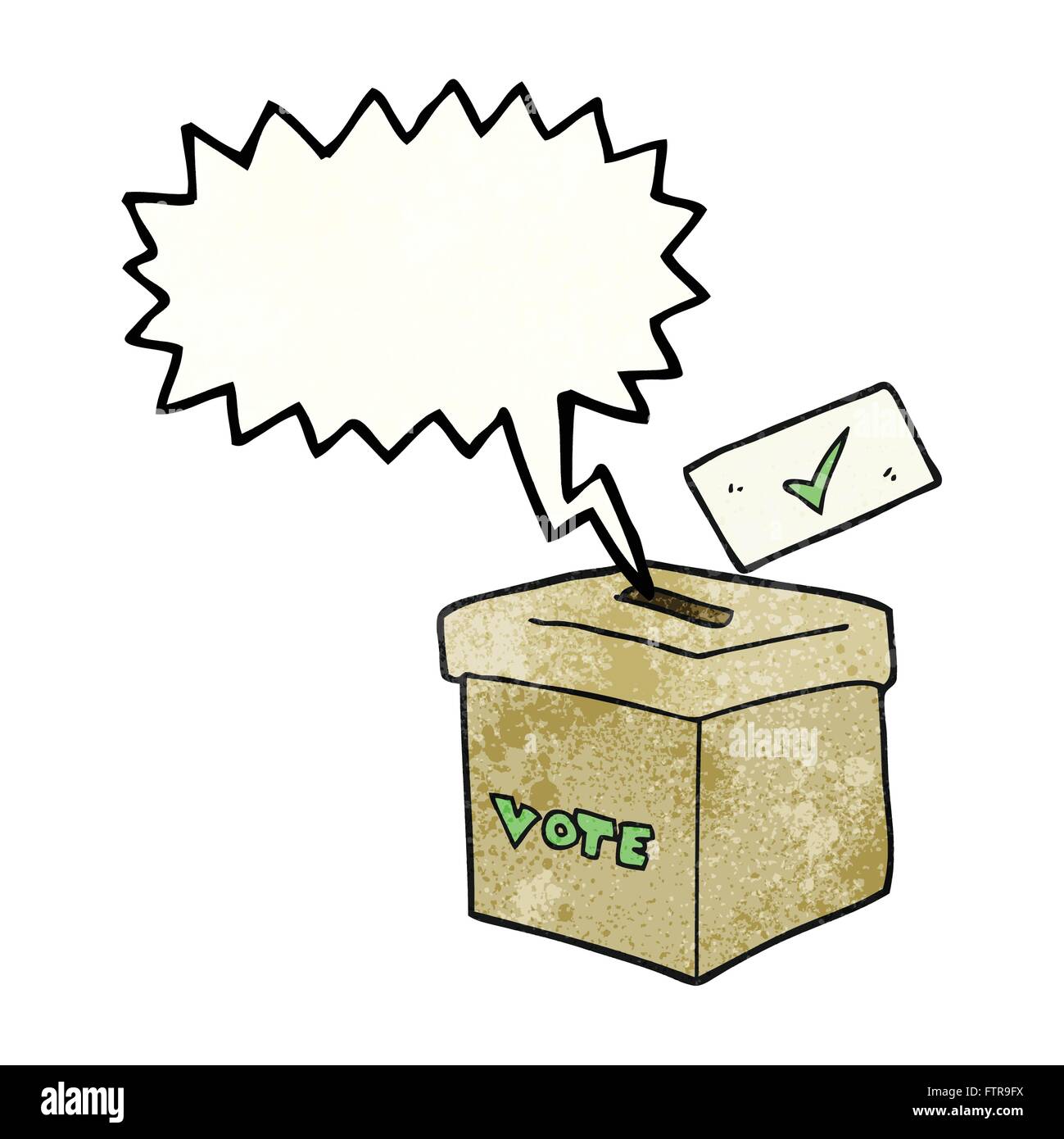 freehand speech bubble textured cartoon ballot box Stock Vector Image ...