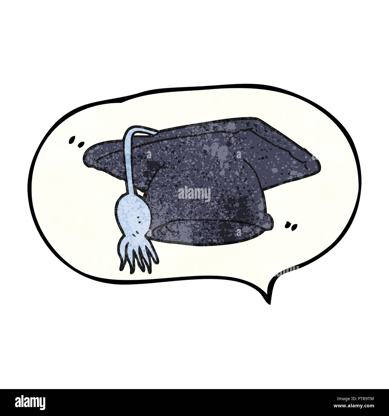 freehand speech bubble textured cartoon graduation cap Stock Vector ...