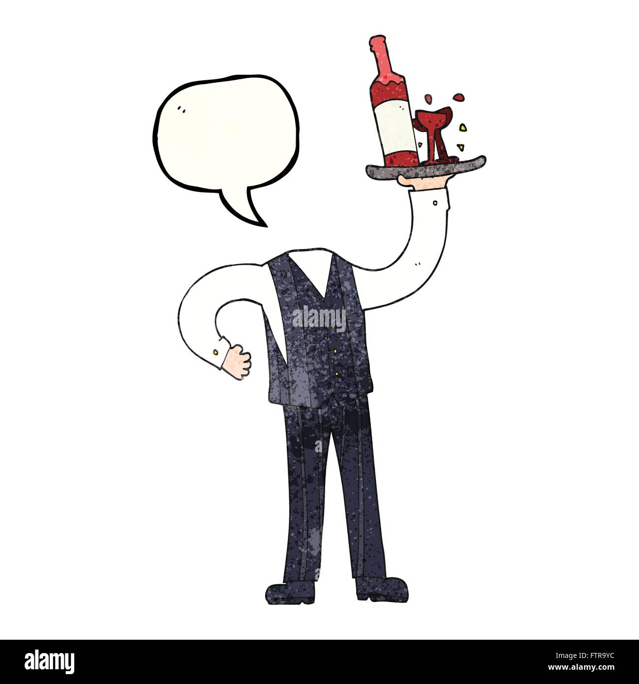 freehand speech bubble textured cartoon headless waiter (add own photos ...