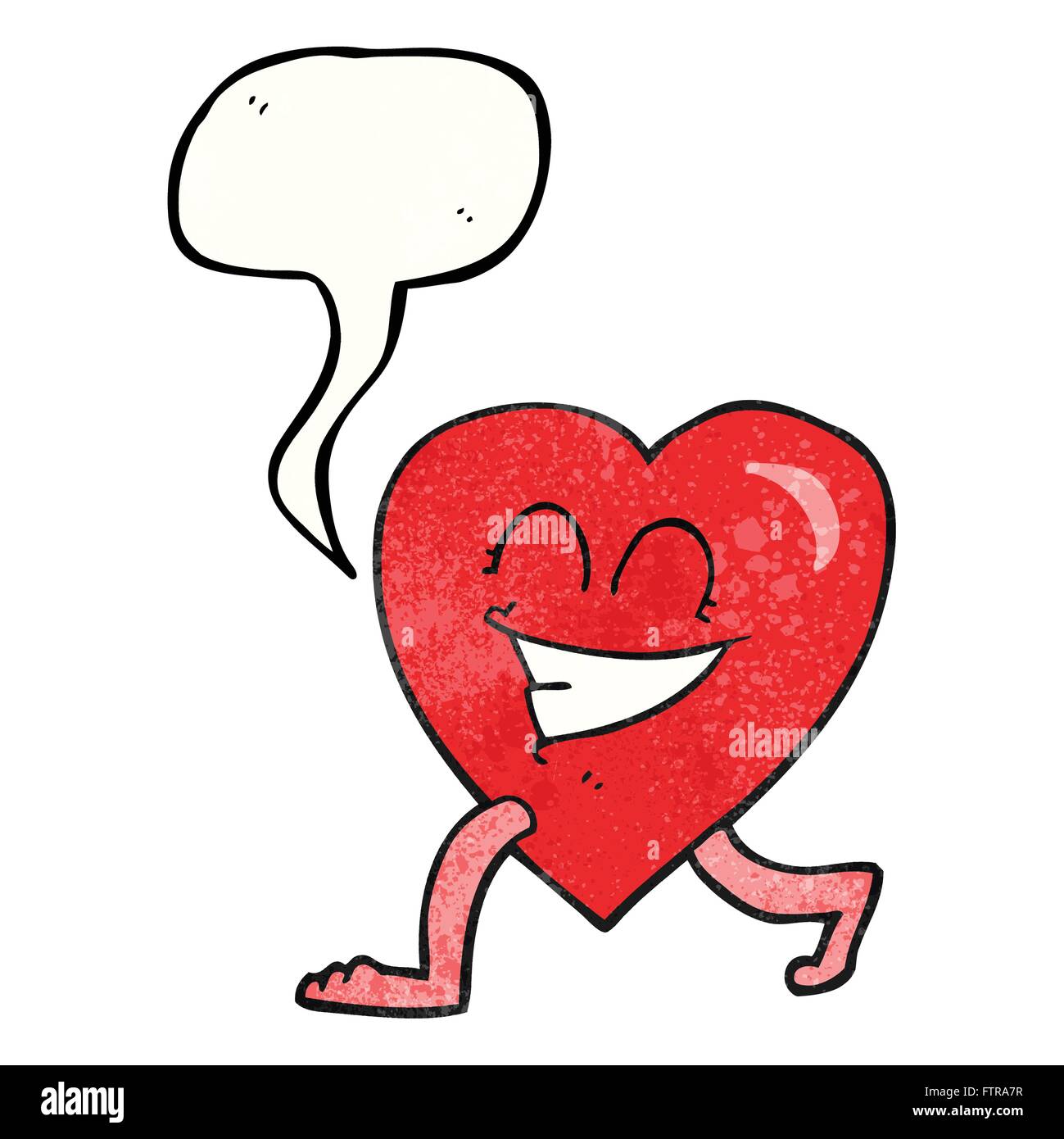 freehand speech bubble textured cartoon walking heart Stock Vector ...
