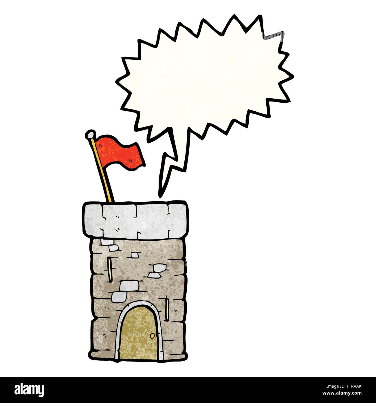 freehand speech bubble textured cartoon old castle tower Stock Vector ...