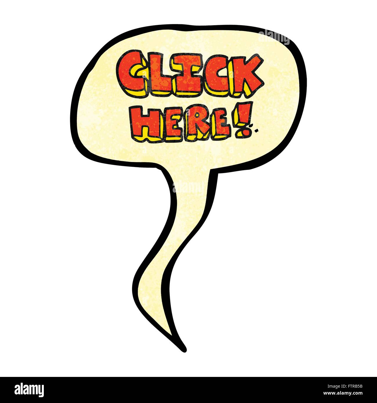 freehand speech bubble textured cartoon click here word symbol Stock ...