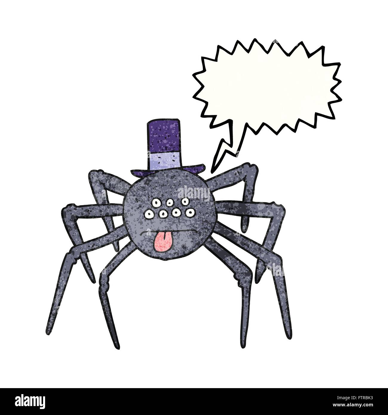 freehand speech bubble textured cartoon halloween spider in top hat ...