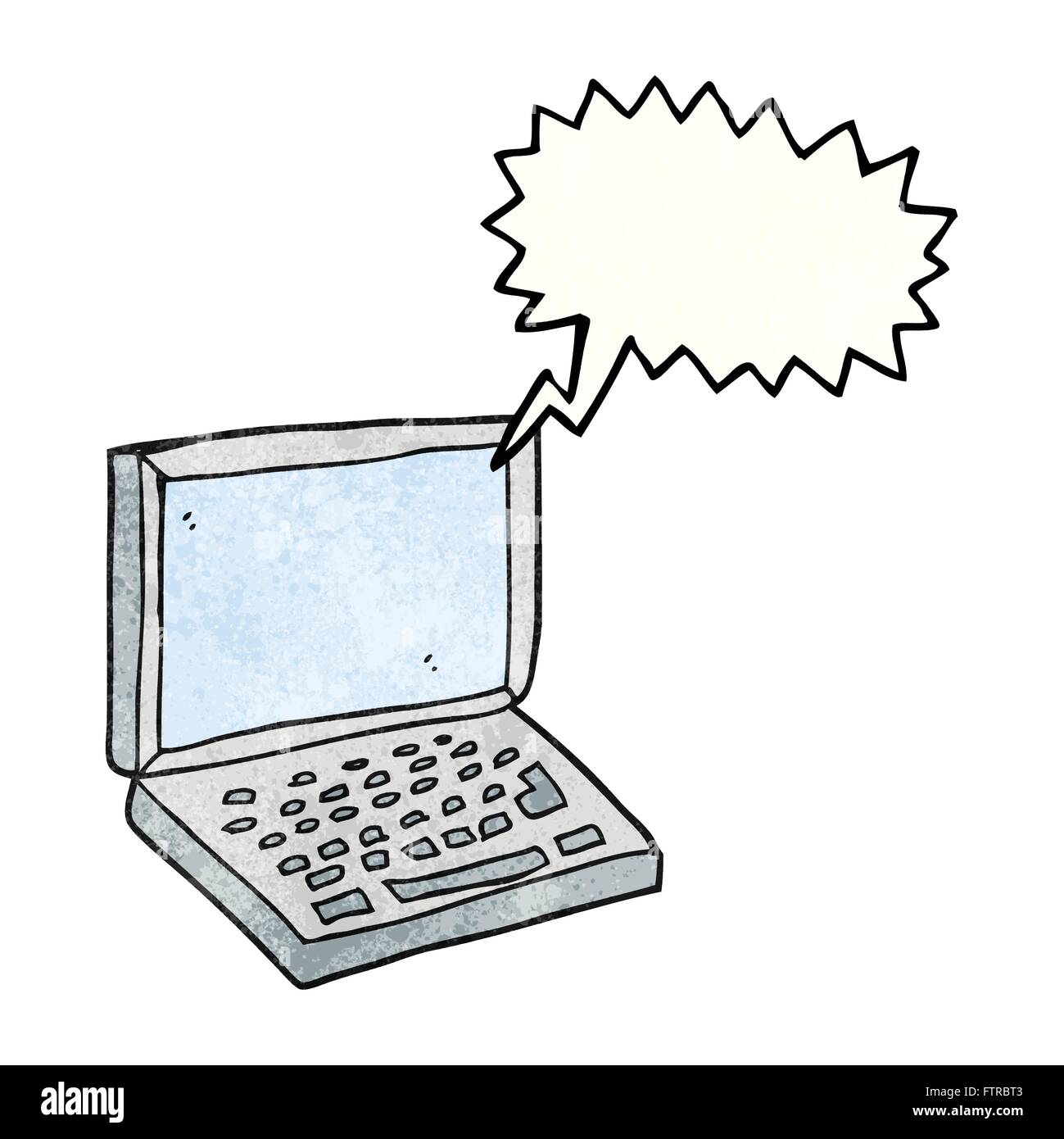 freehand speech bubble textured cartoon laptop computer Stock Vector ...