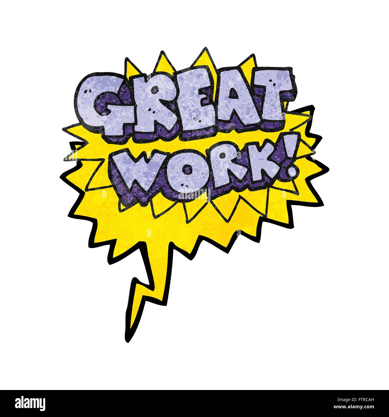 freehand speech bubble textured cartoon great work symbol Stock Vector ...