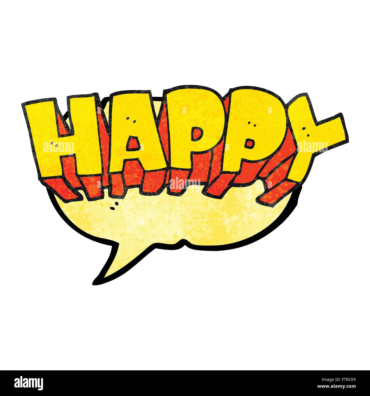 freehand speech bubble textured cartoon word happy Stock Vector Image ...