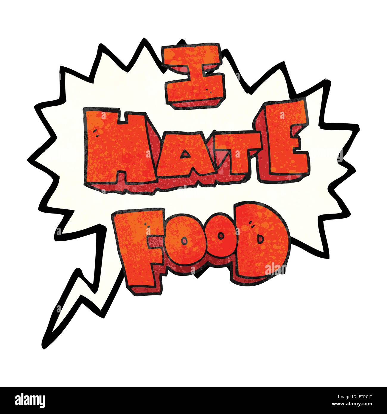 freehand speech bubble textured cartoon i hate food symbol Stock Vector ...