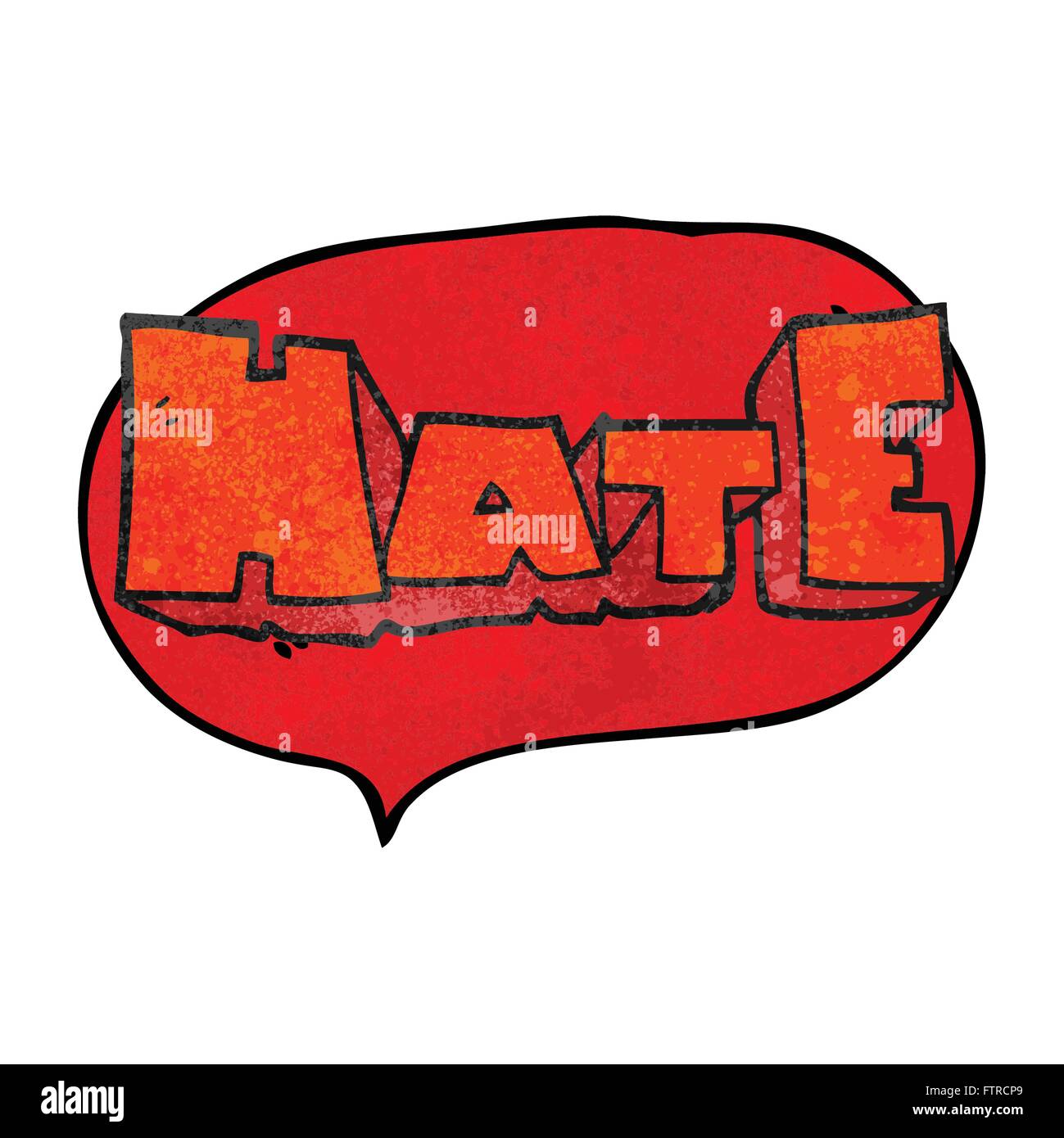 freehand speech bubble textured cartoon word Hate Stock Vector Image ...