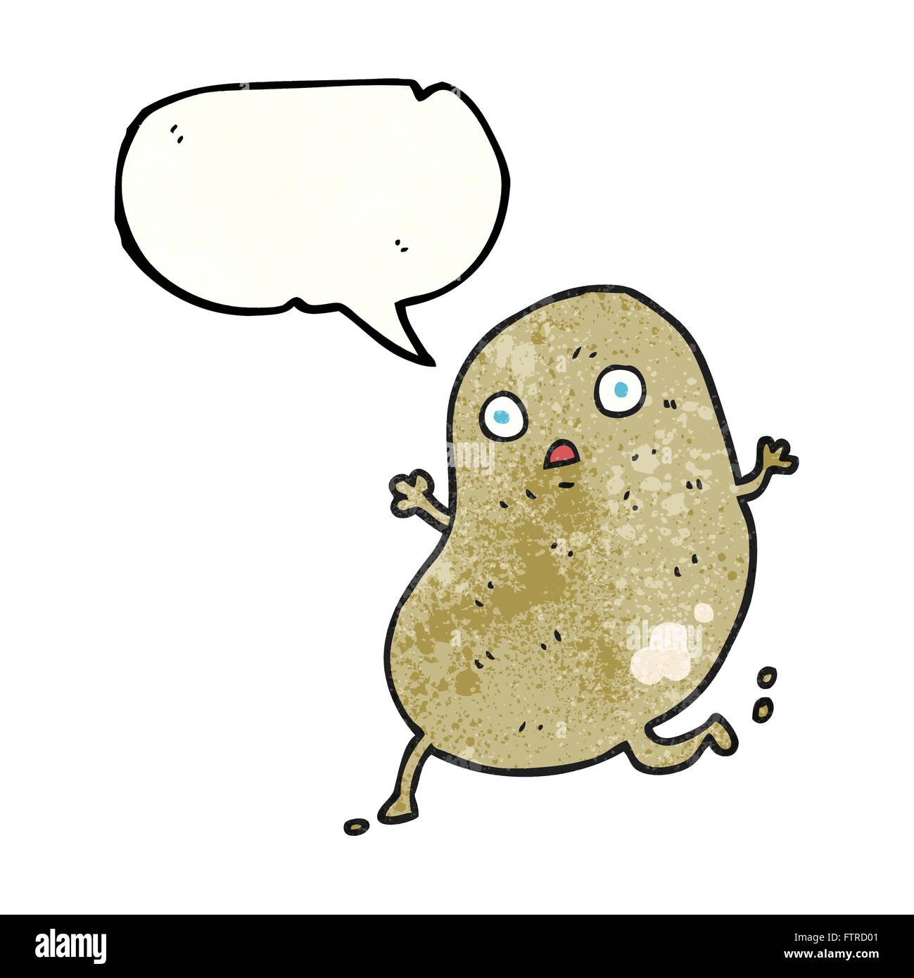 freehand speech bubble textured cartoon potato running Stock Vector ...