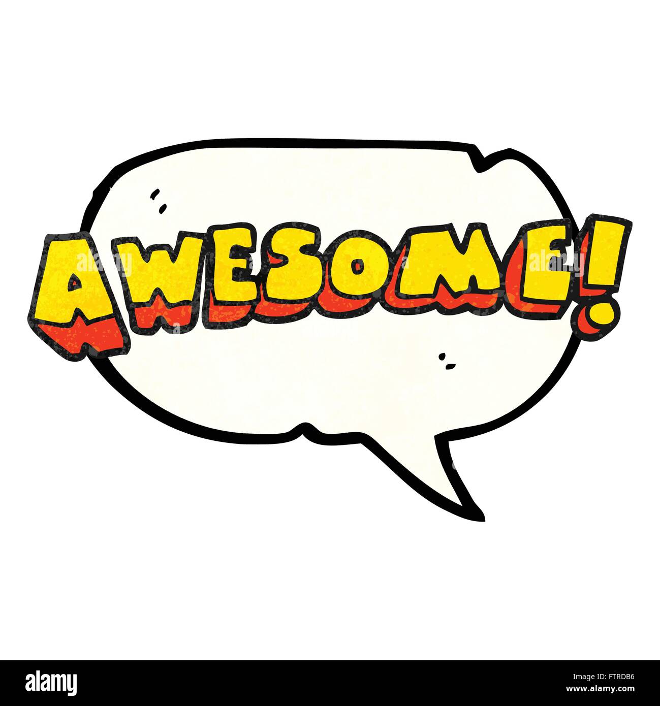 freehand speech bubble textured cartoon awesome word Stock Vector Image ...