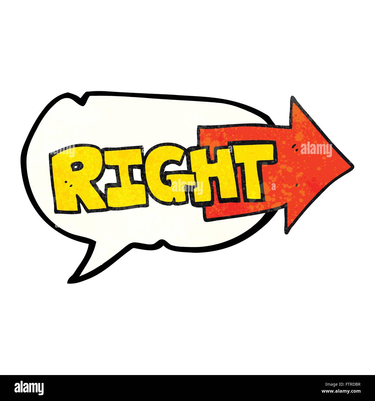 freehand speech bubble textured cartoon right symbol pointing Stock ...