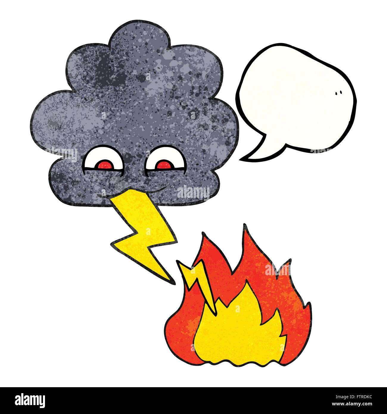freehand speech bubble textured cartoon thundercloud lightning strike ...