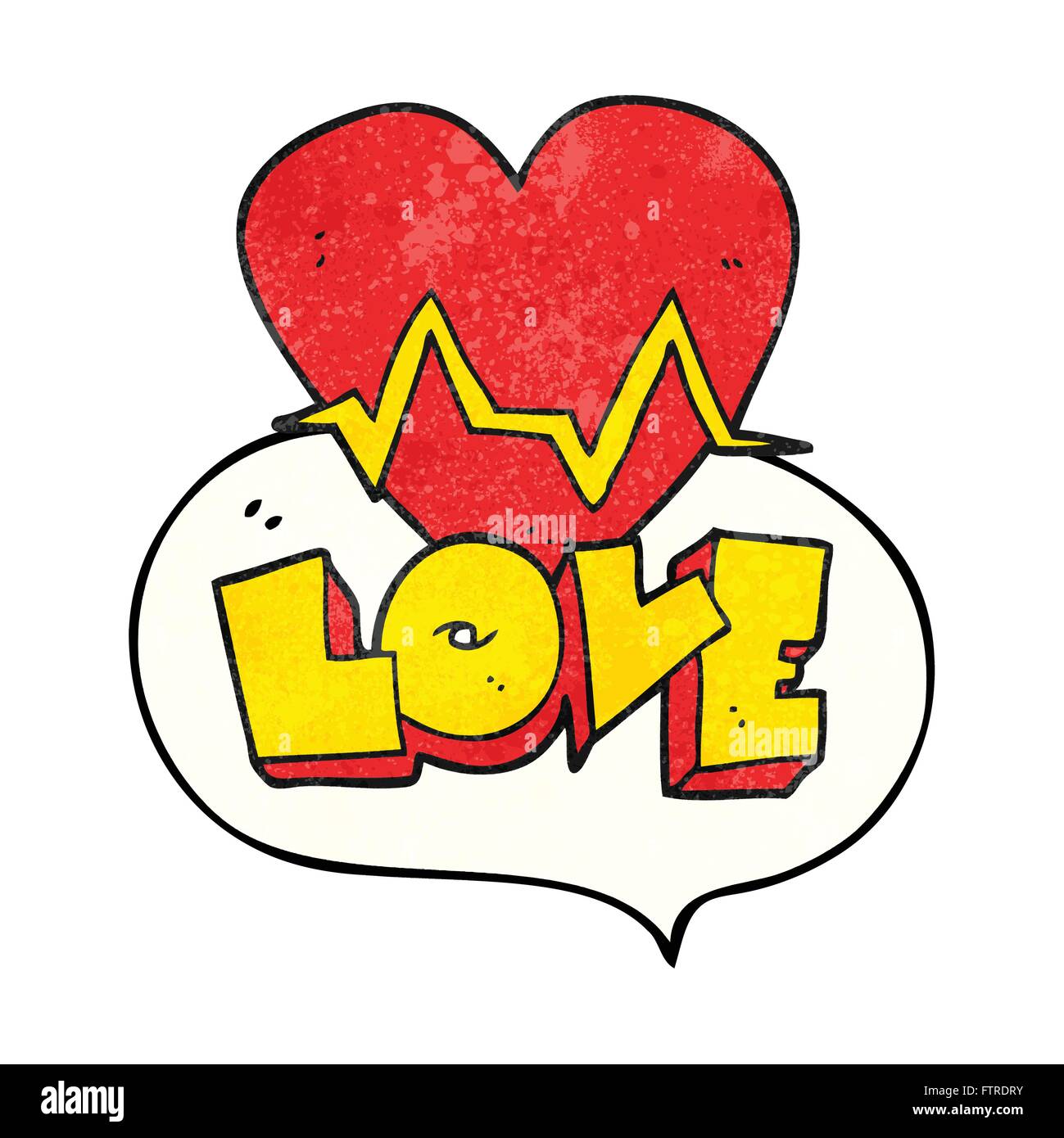 freehand speech bubble textured cartoon heart rate pulse love symbol ...