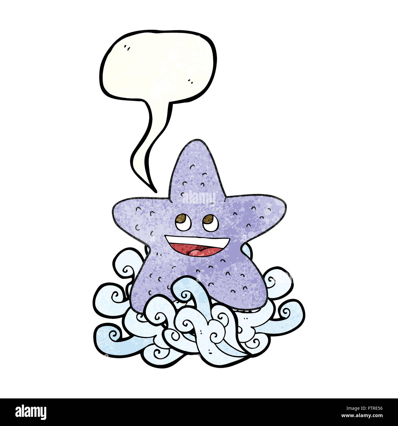 freehand speech bubble textured cartoon starfish Stock Vector Image ...